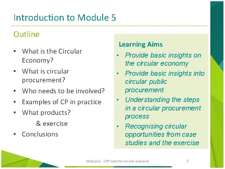 GPP Training toolkit 5 GPP and the Circular