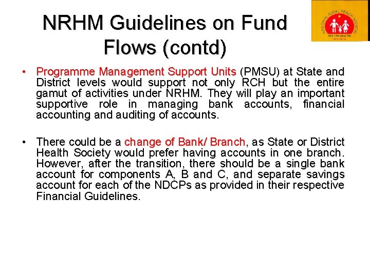 NRHM Guidelines on Fund Flows and Banking Arrangements