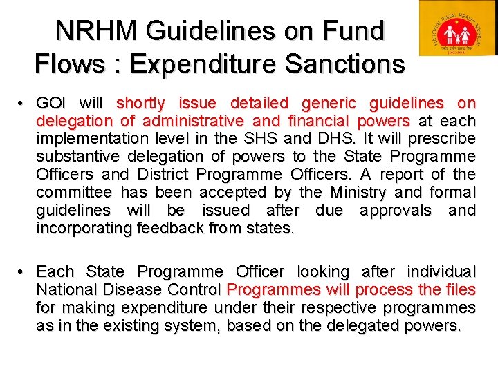 NRHM Guidelines on Fund Flows and Banking Arrangements