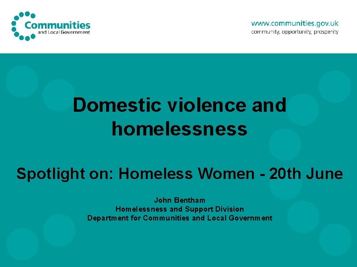 Domestic violence and homelessness Spotlight on Homeless Women