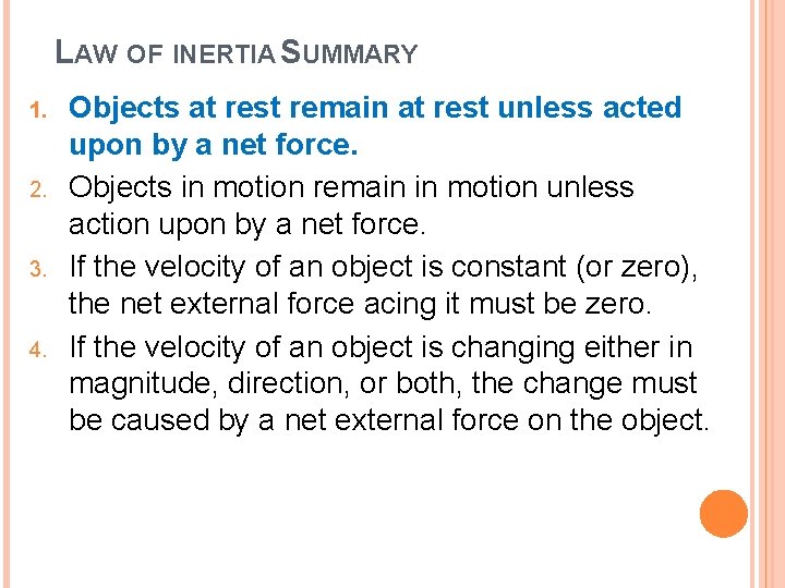 INERTIA AND NEWTONS FIRST LAW OF MOTION Lesson