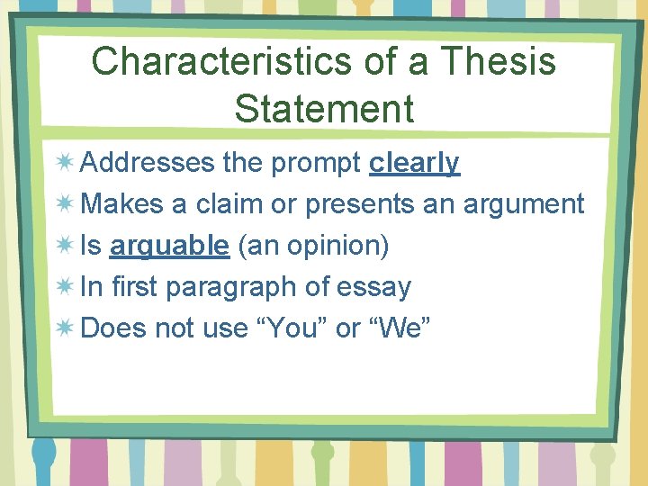 Writing Thesis Statements An Interactive Activity to Develop