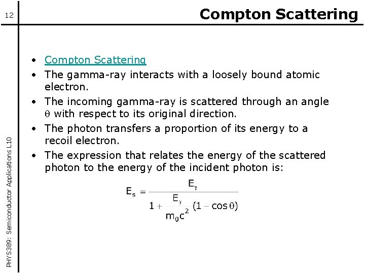 PHYS 389 Semiconductor Applications L 10 1 Lecture