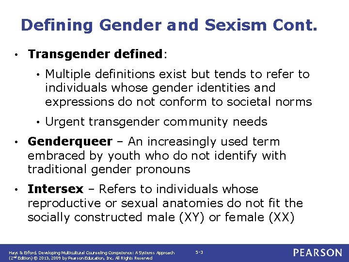 CHAPTER 5 Gender and Sexism Developing Multicultural Counseling
