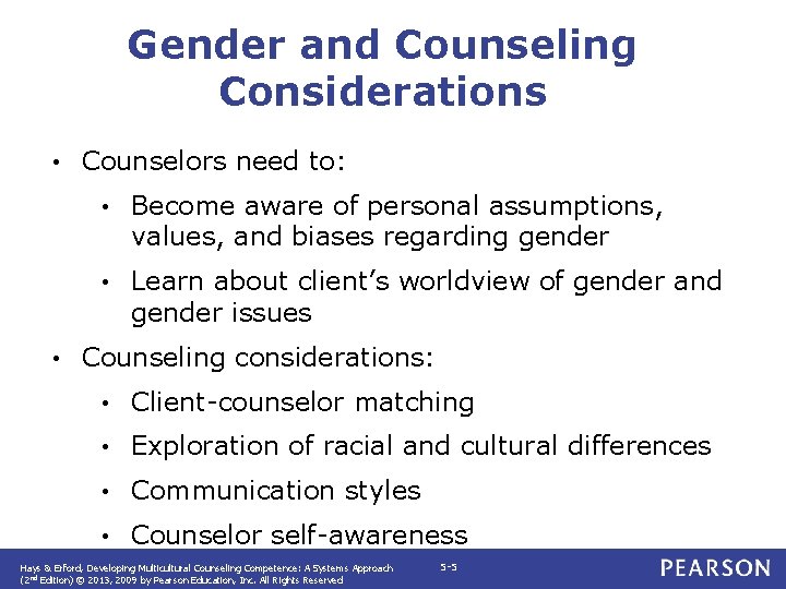 CHAPTER 5 Gender and Sexism Developing Multicultural Counseling
