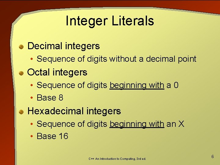 Types Chapter 2 C An Introduction to Computing