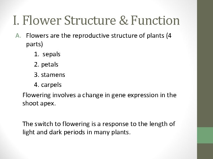 9 4 Reproduction in Angiospermophytes I Flower Structure