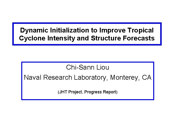 Dynamic Initialization to Improve Tropical Cyclone Intensity and