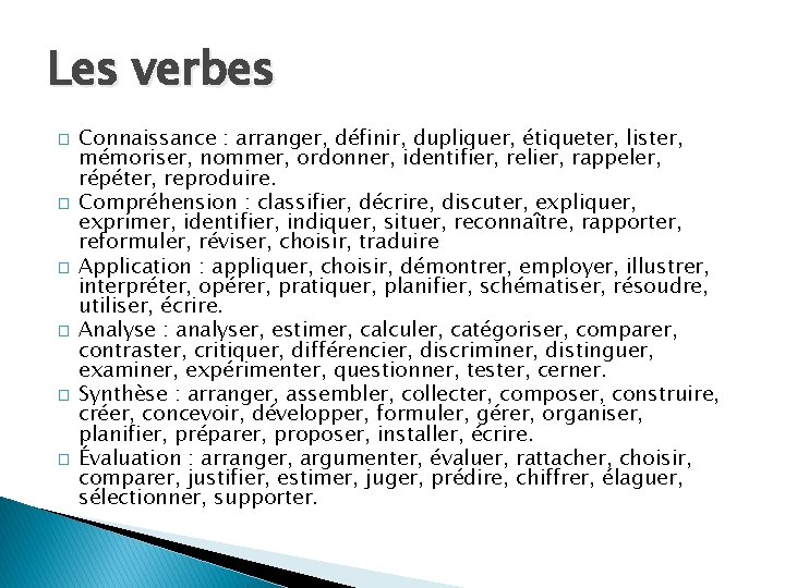 La taxonomie Bloom Un rsum PDA 3283 Modles