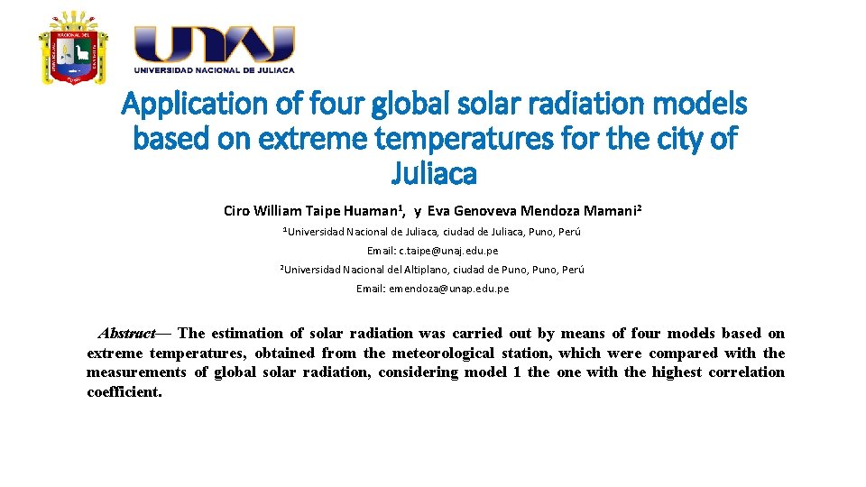 Application of four global solar radiation models based