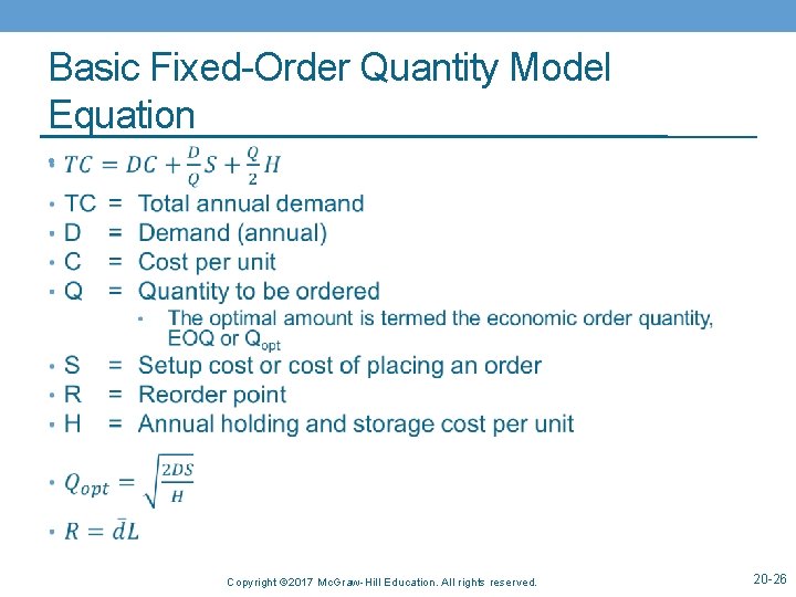 CHAPTER 20 INVENTORY MANAGEMENT LO 20 1 Explain