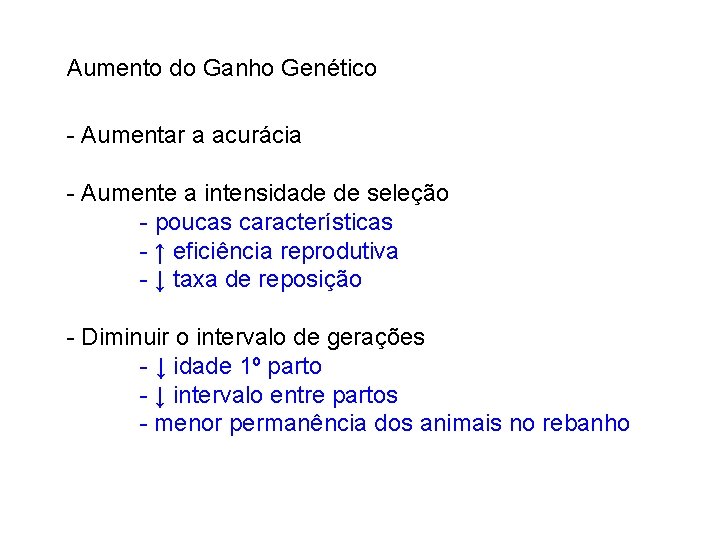 Resposta Seleo ou Ganho Gentico Fernando Baldi Resposta