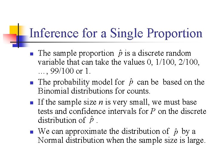 Business Statistics for Managerial Decision Inference for proportions