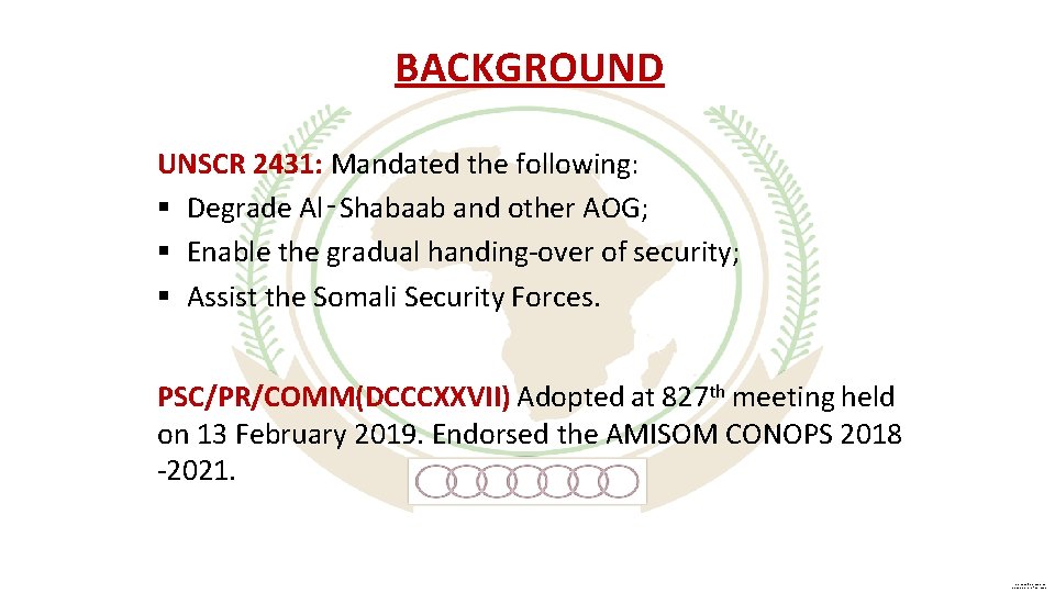 Current AU Peace Support Operations Efforts 1 Lt