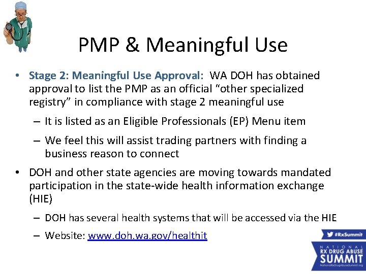 PDMP Track Improving Utilization of PDMPs Presenters Joe