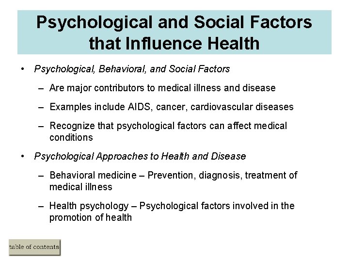 Physical Disorders and Health Psychology Chapter 7 Psychological