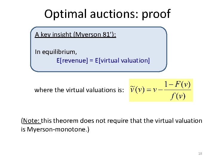 Auction Theory Class 3 optimal auctions 1 Optimal