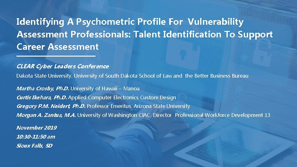 1 Identifying A Psychometric Profile For Vulnerability Assessment