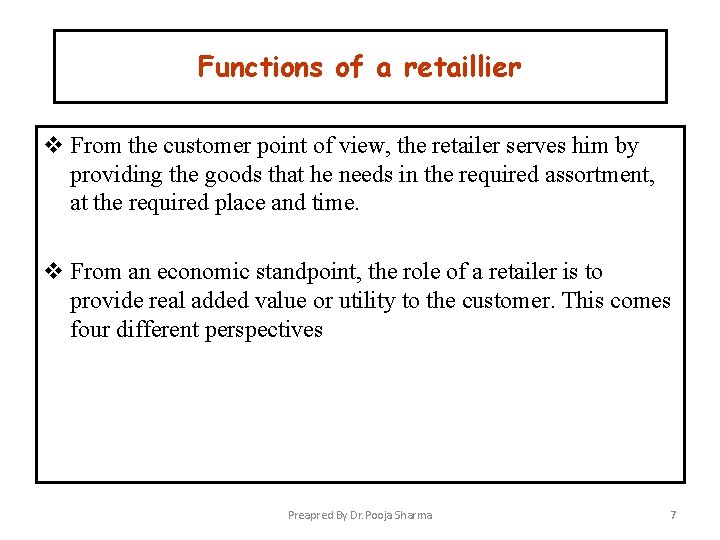 Introduction to Retail Unit I Introduction to Retail