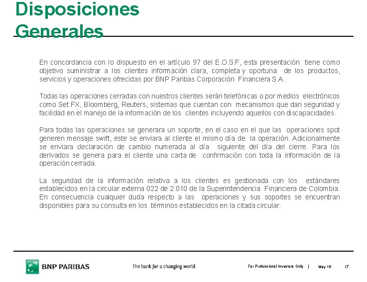 BNP PARIBAS COLOMBIA CORPORACION FINANCIERA SA GM Colombia