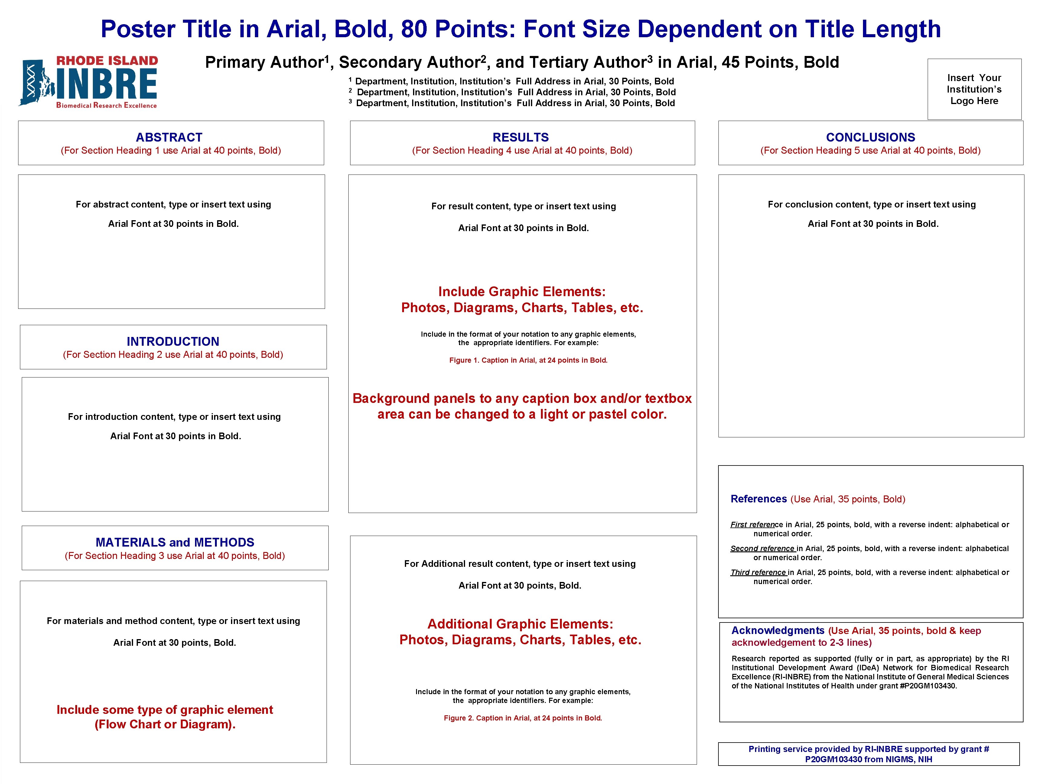 Poster Title in Arial Bold 80 Points Font