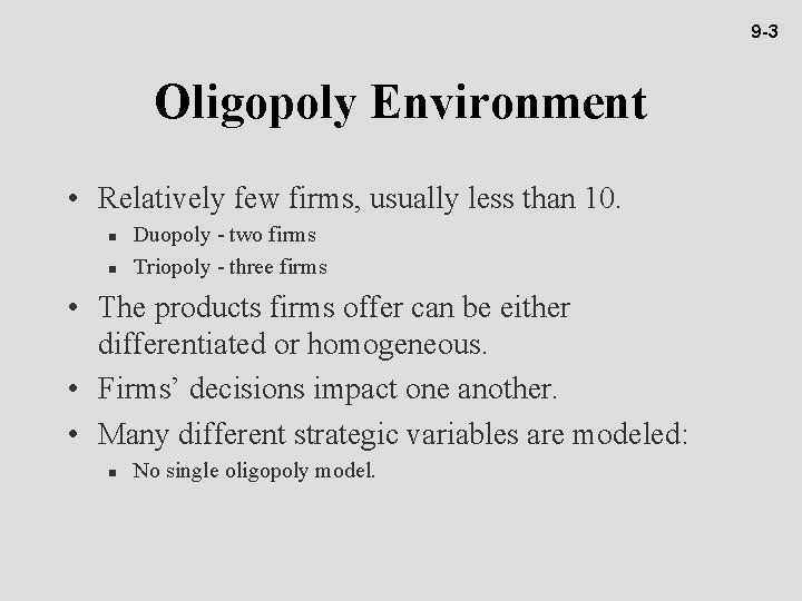 Managerial Economics Business Strategy Chapter 9 Basic Oligopoly