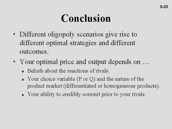 Managerial Economics Business Strategy Chapter 9 Basic Oligopoly