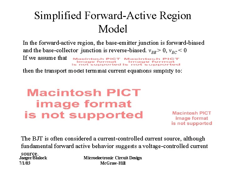 Chapter 5 Bipolar Junction Transistors JaegerBlalock 7103 Microelectronic