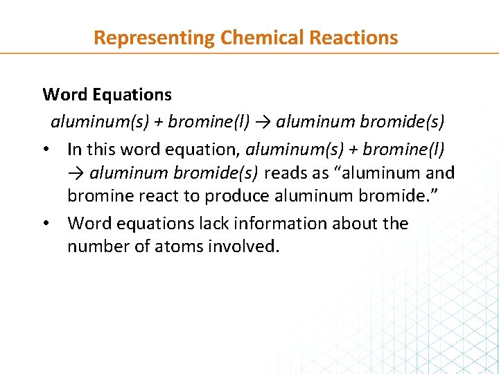 Lesson 1 Reactions and Equations Focus Question How