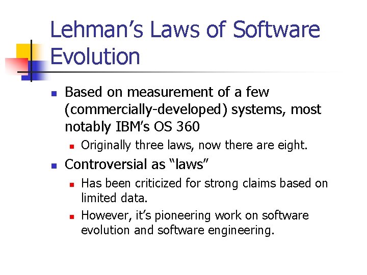 Understanding Software Evolution Michael W Godfrey Software Architecture