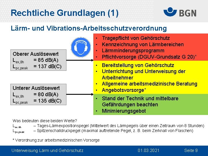 Unterweisung zum Thema Lrm und Gehrschutz Ort Datum