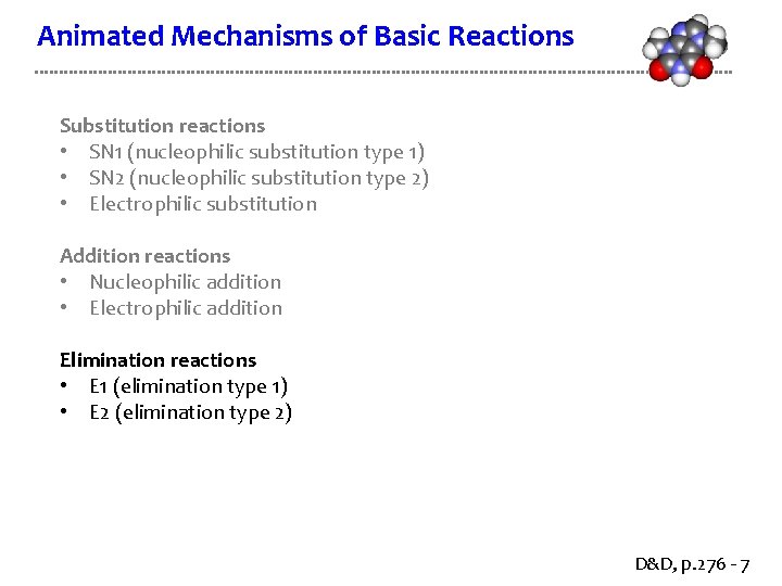 Animated Mechanisms of Basic Reactions Substitution reactions SN