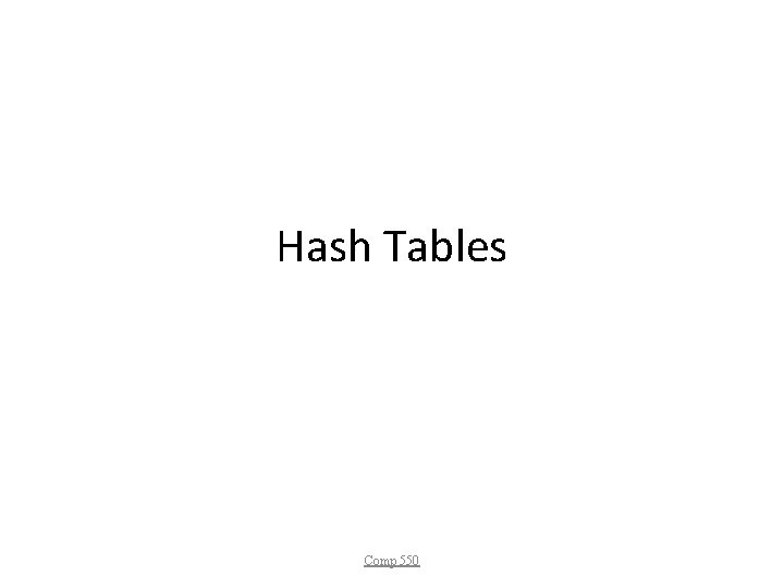 Hash Tables Comp 550 Dictionary Dictionary Dynamicset data