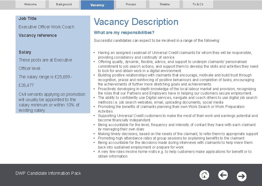 DWP Candidate Pack Job Role Executive Officer Work
