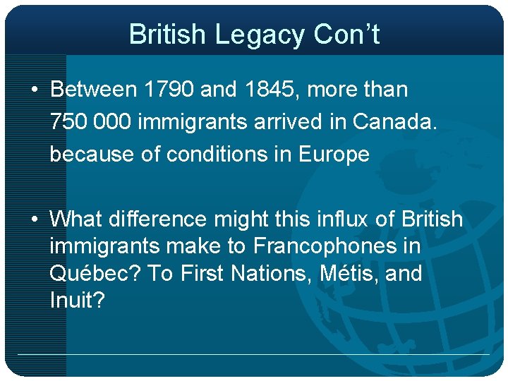 Legacies of Historical Globalization in Canada Social Studies