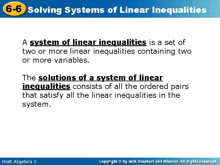 6 6 Solving Systems of Linear Inequalities Warm