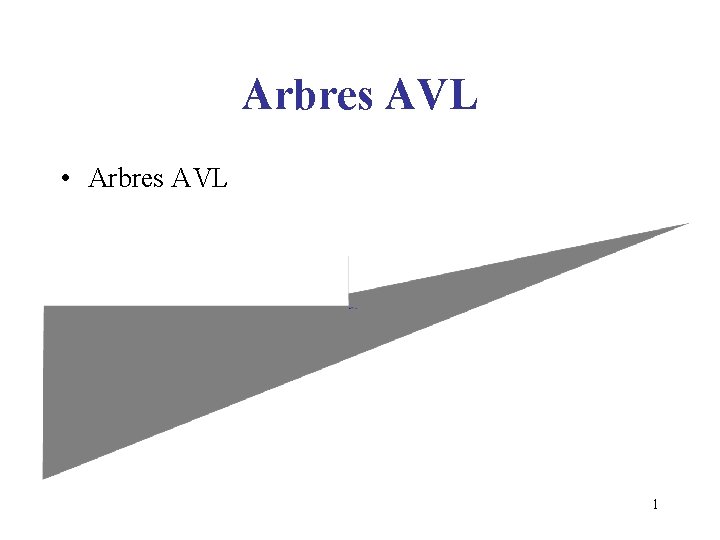 Arbres AVL Arbres AVL 1 Arbres AVL Les