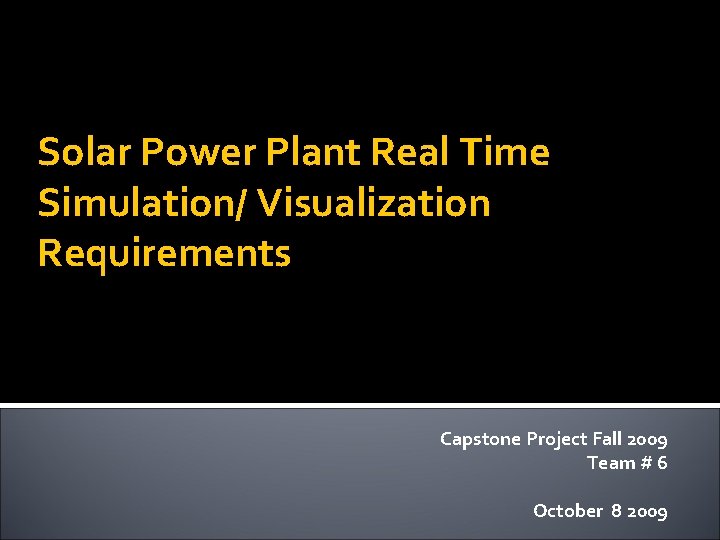 Solar Power Plant Real Time Simulation Visualization Requirements