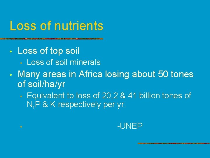 Soil Degradation and Loss of Nutrients in Soils