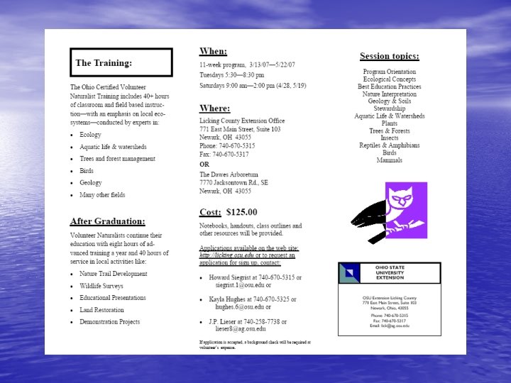 OHIO CERTIFIED VOLUNTEER NATURALIST PROGRAM OCVN Howard J