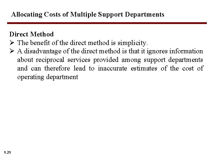 CHAPTER 6 Allocating Costs of a Supporting Department