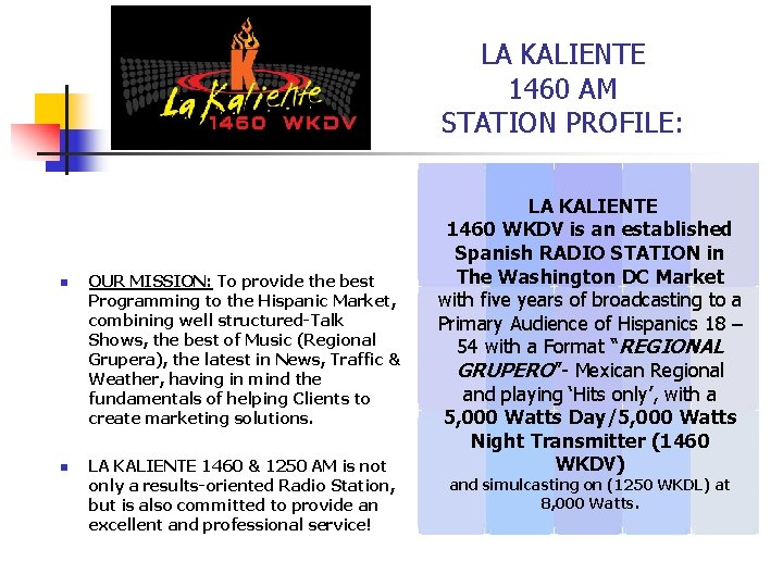 LA KALIENTE 1460 AM STATION PROFILE n n