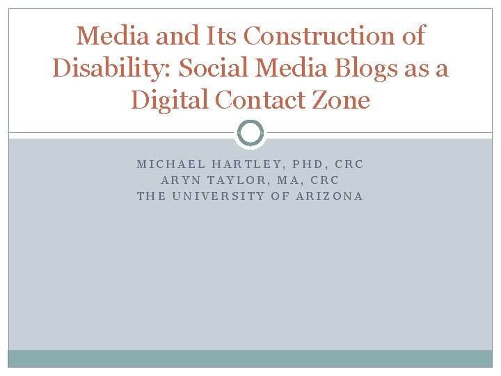 Media and Its Construction of Disability Social Media