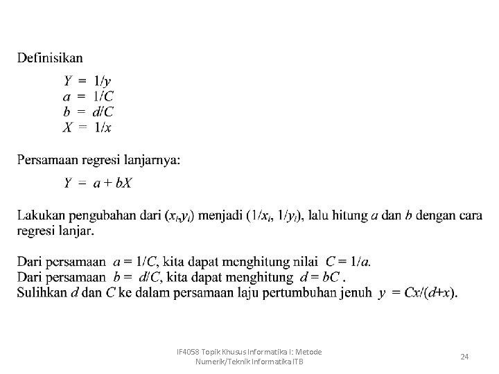 Regresi Bahan Kuliah IF 4058 Topik Khusus Informatika