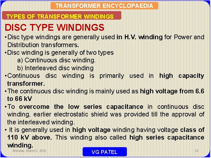 Types of Transformer Oil Windings PRESENTED BY PROF