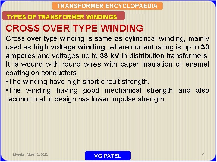 Types of Transformer Oil Windings PRESENTED BY PROF