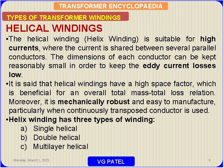 Types of Transformer Oil Windings PRESENTED BY PROF