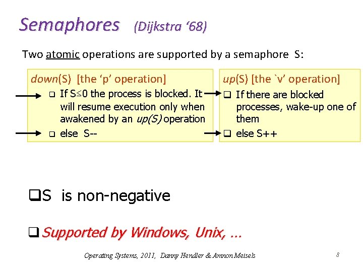 Synchronization 2 semaphores and more 1 Operating Systems