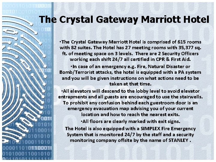 Event Safety and Security CRYSTAL GATEWAY MARRIOTT HOTEL