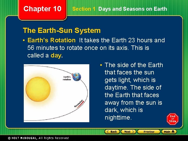 Chapter 10 Earth Sun and Moon Preview Section